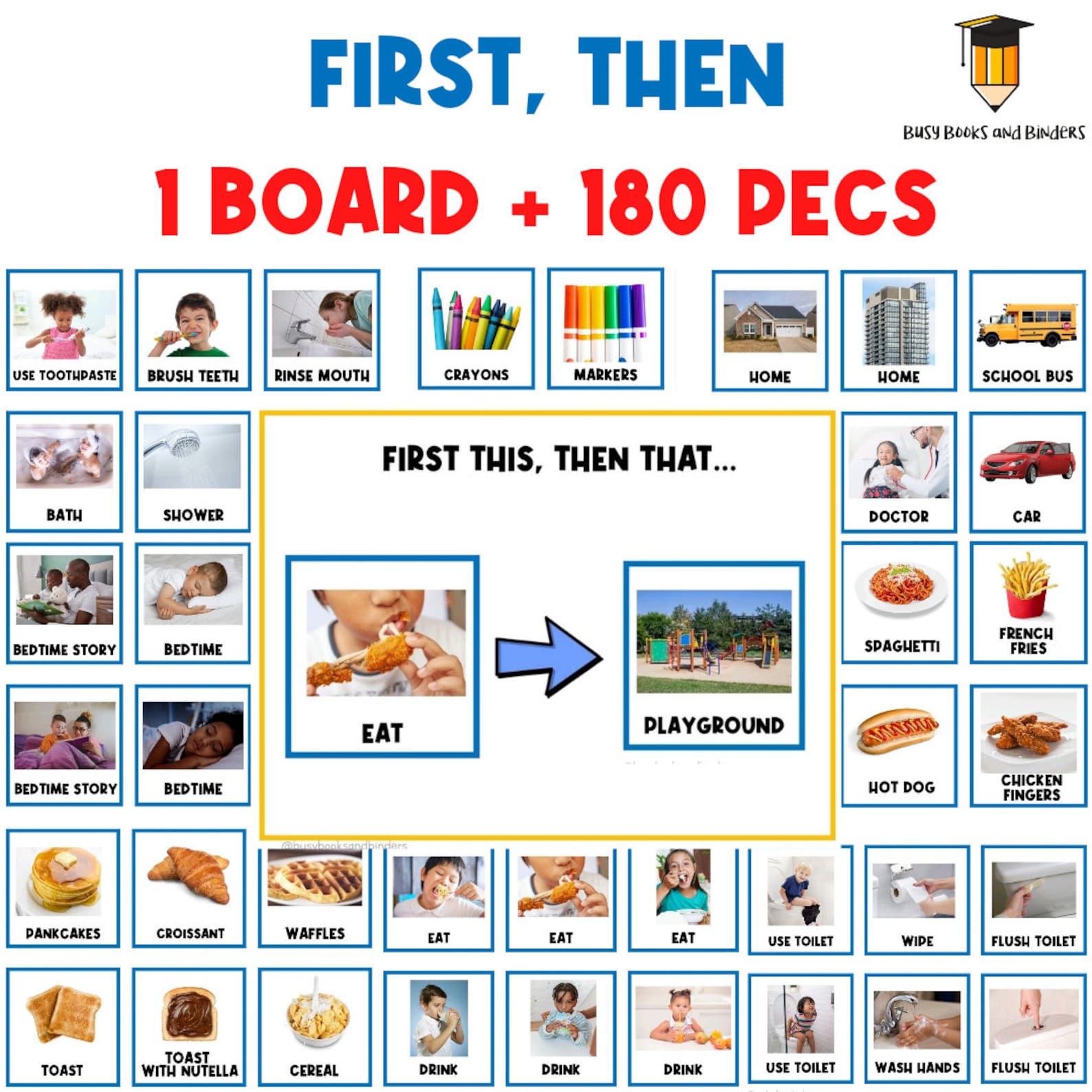 REAL PICTURES: First Then Board Visual Aid Visual Schedule - Etsy