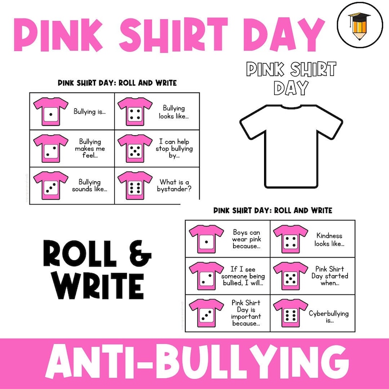 PINK SHIRT DAY | Roll and Write | Anti-bullying | Dice Activity ...