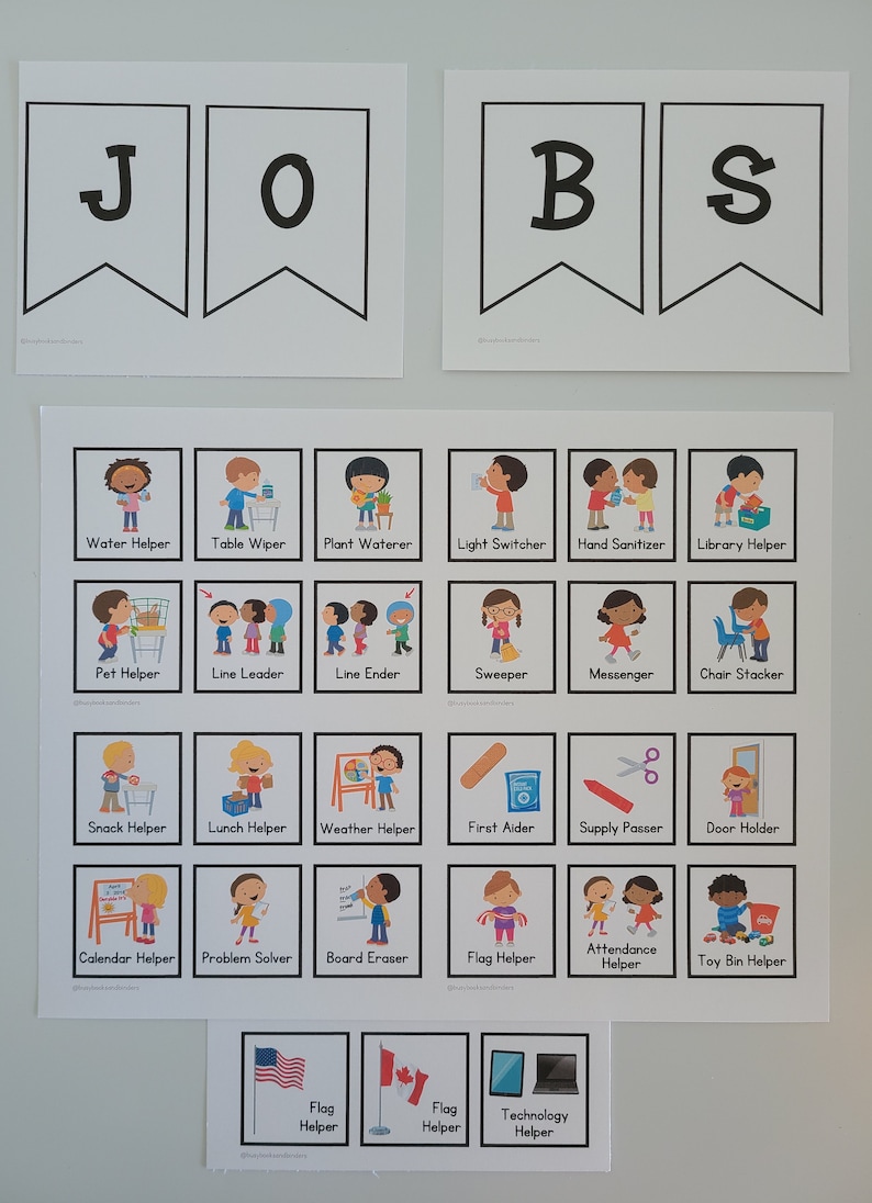 25 Classroom Jobs Cards | Classroom Visual Task Cards | Classroom Decor ...