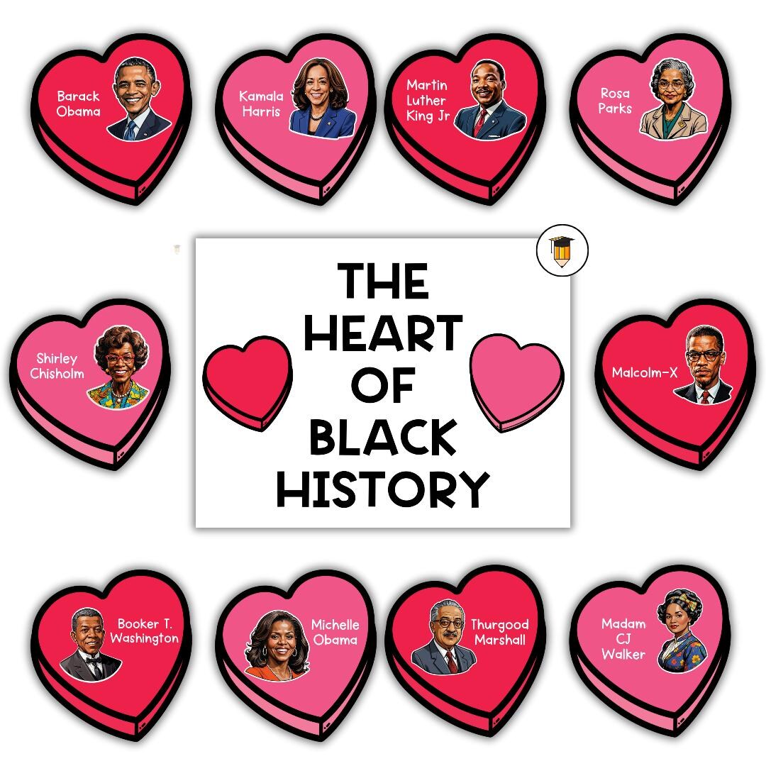 Heart of Black History Month Valentine's Day Posters | Black History ...