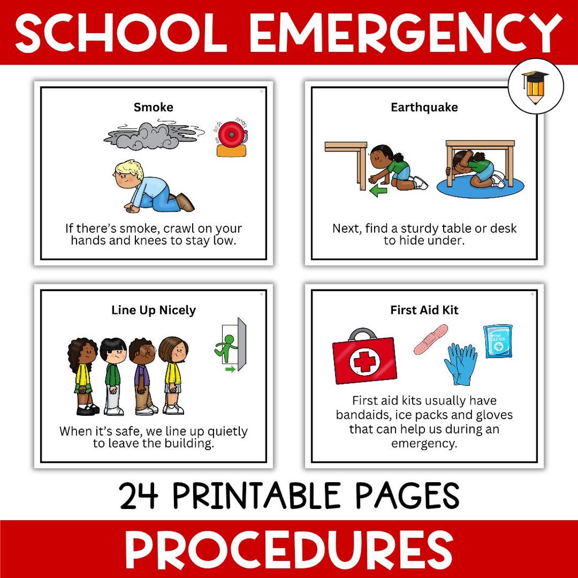 School Emergency Procedures | Fire Safety | Classroom Social Story ...