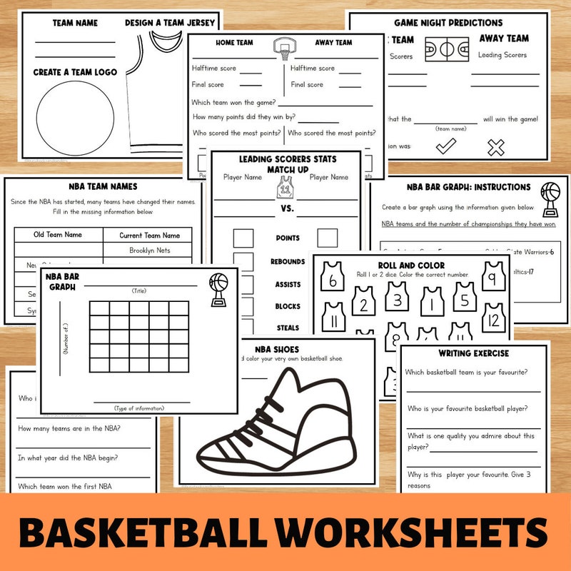 Basketball Printable Worksheets - Etsy