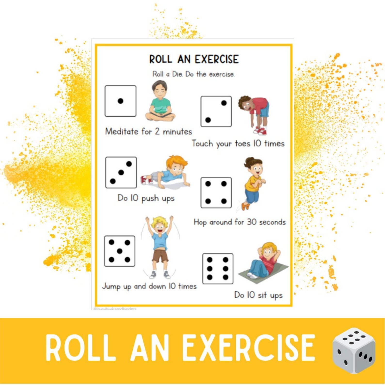 Roll an Exercise Dice Workout Fitness Activities | Etsy