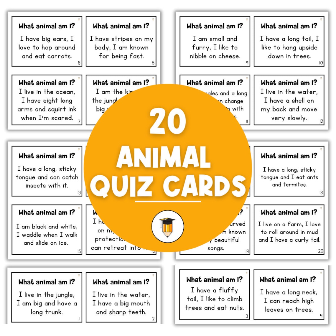 Animal Quiz Cards | Kids Guessing Game | Printable Kindergarten ...