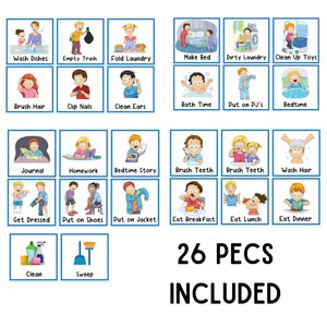 2 Chore Boards 26 Picture Cards Chore Chart Daily Routine First Then ...