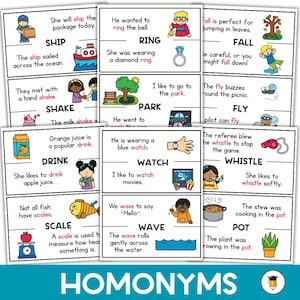 Homonyms Flashcards | Vocabulary | Parts of Speech | Positional Words ...
