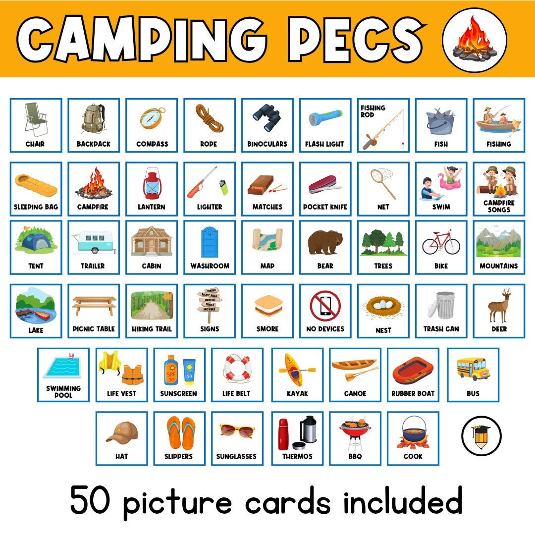 50 CAMPING PICTURE CARDS Events and Places First Then Visual Aid ...