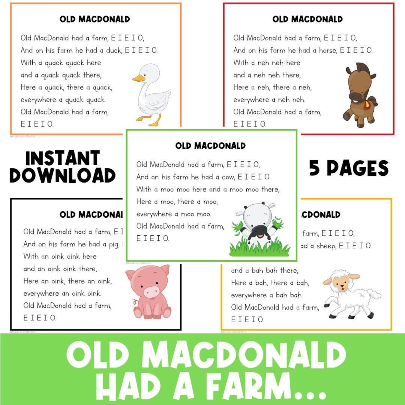 Old Macdonald Had a Farm | Toddler and Preschool Activities | File ...