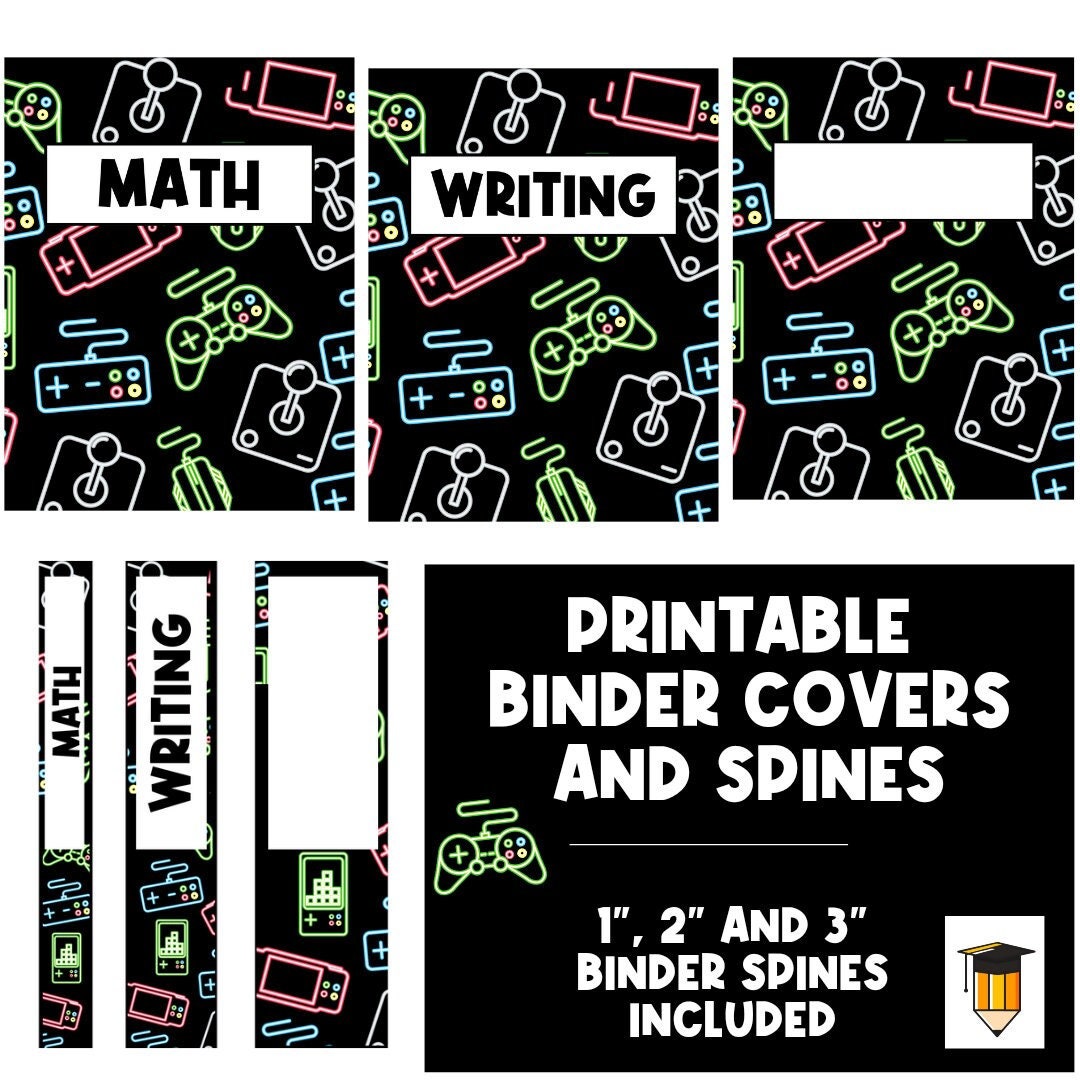 GAMER Binder Cover and Spine | Binder Cover for Kids | Back to School ...