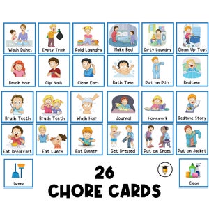2 Chore Boards + 26 Picture Cards | Chore Chart | Daily Routine | First ...
