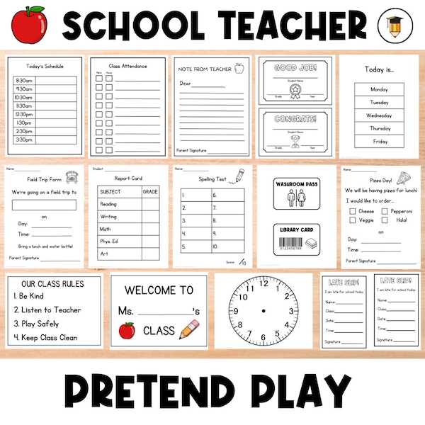 Pretend Teacher Play - Etsy