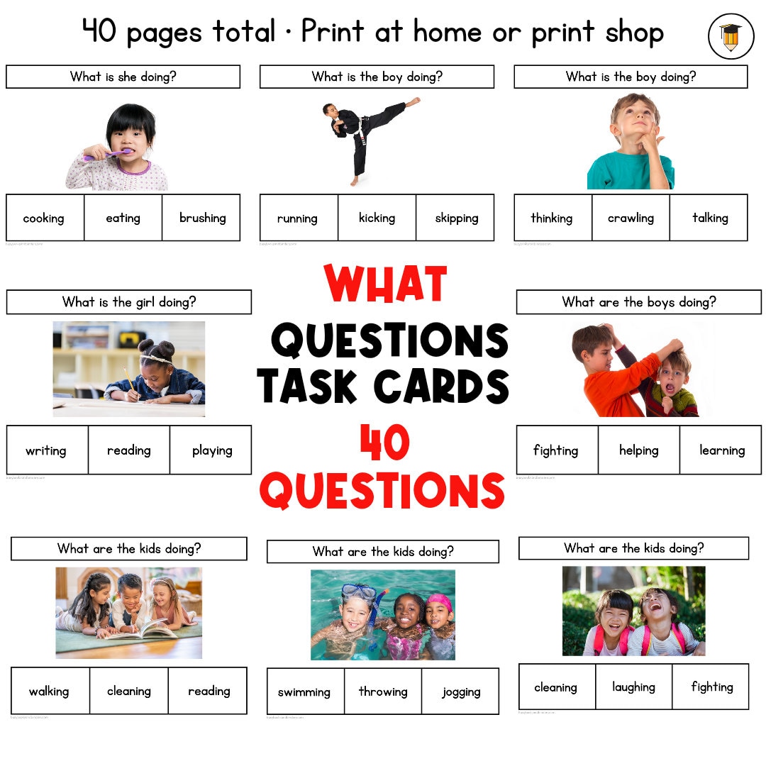 WHAT | WH Questions | Functions Task Cards | Which One | Speech Therapy ...