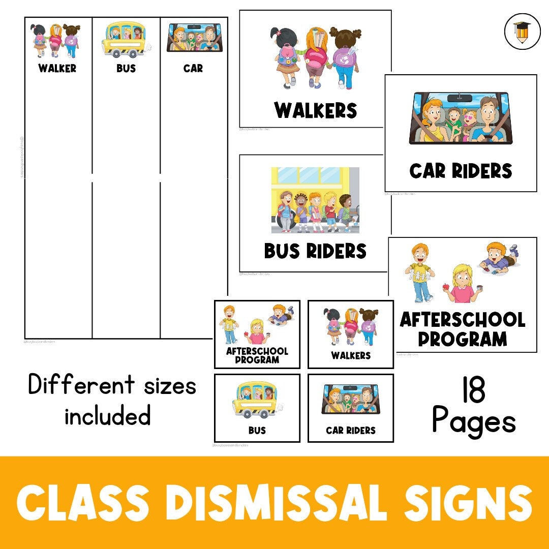 DISMISSAL CHART | Classroom Poster Signs | Decor | Visual | Printable ...