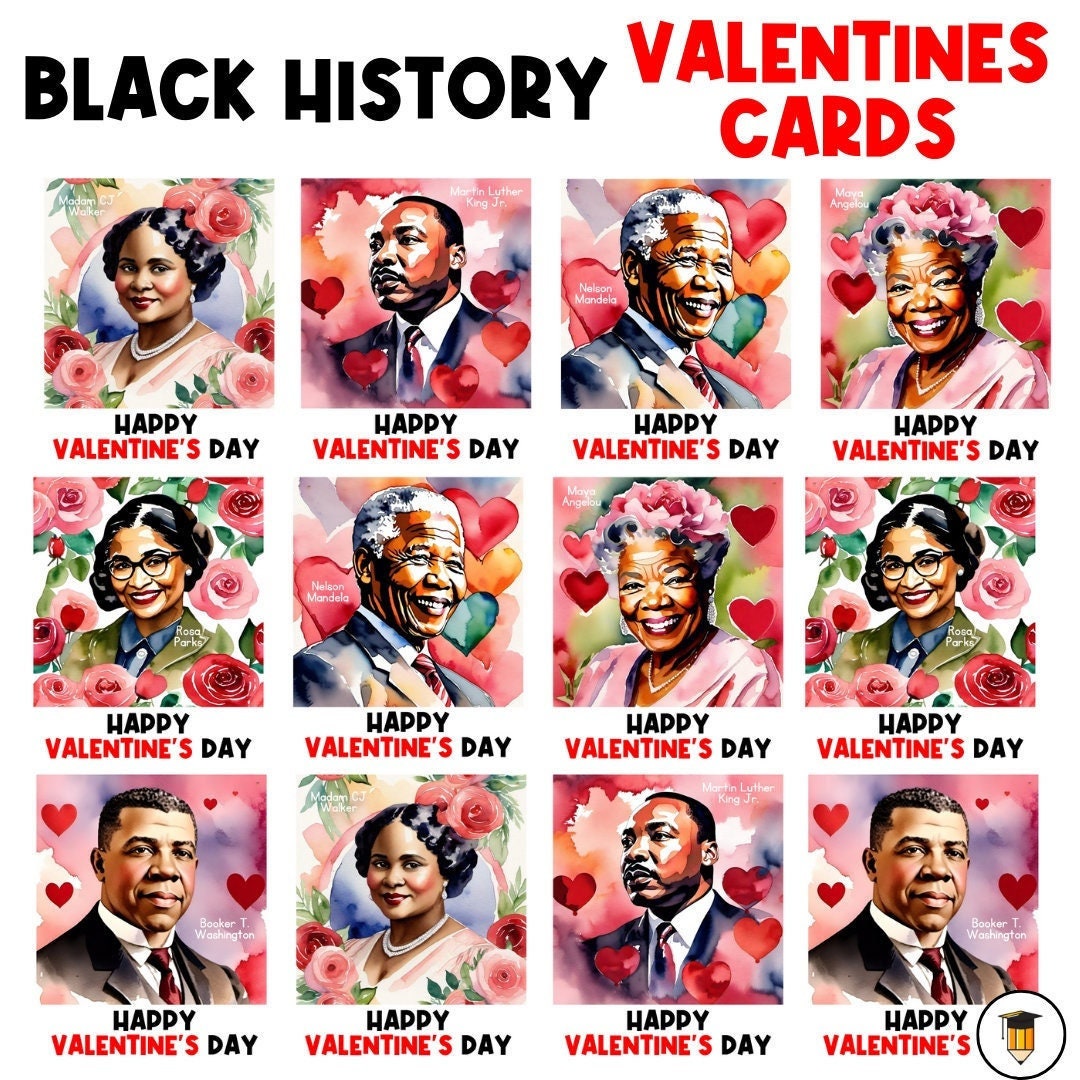 VALENTINE'S DAY CARDS | Black History Printable | Student Gifts | Black ...