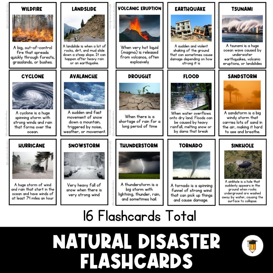 Natural Disaster Flashcards | Science Flashcards | Science Unit | - Etsy