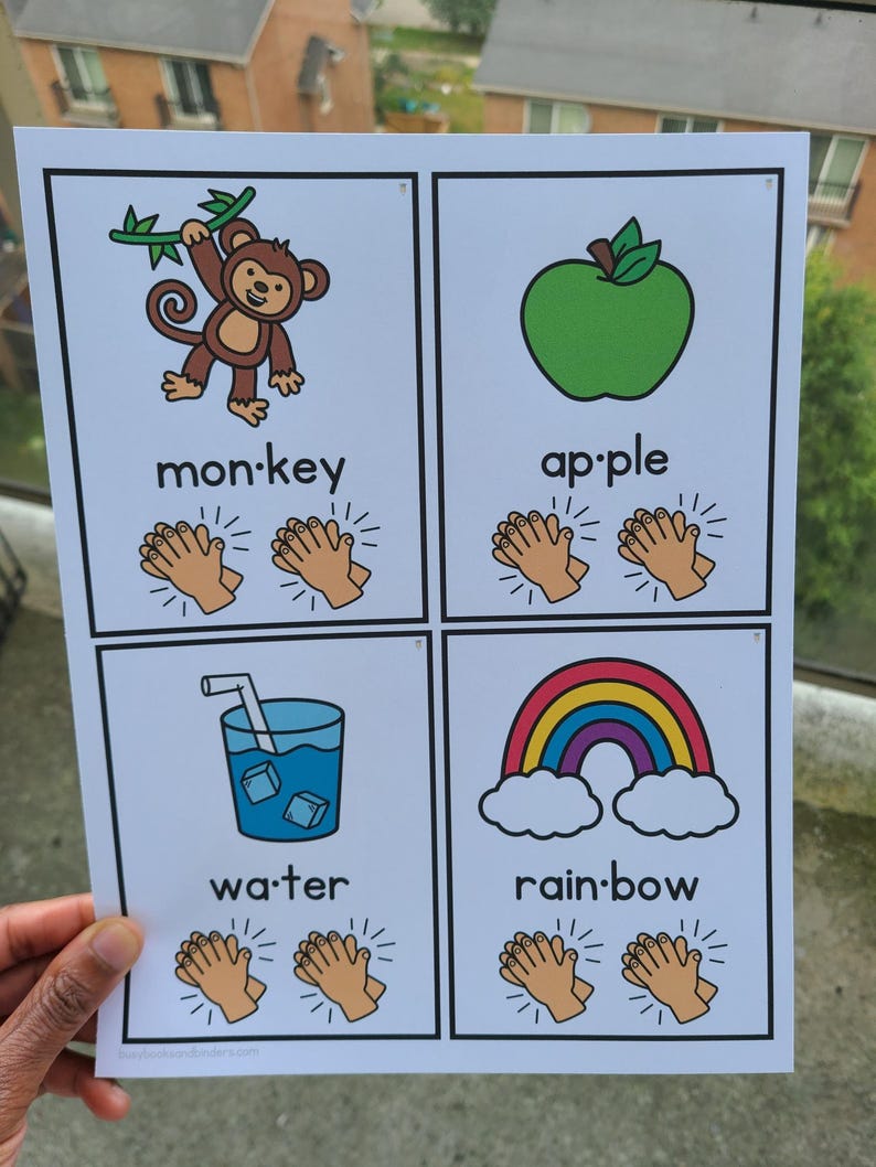 72 Syllables Flashcards | Kindergarten Preschool Counting | Flashcards ...