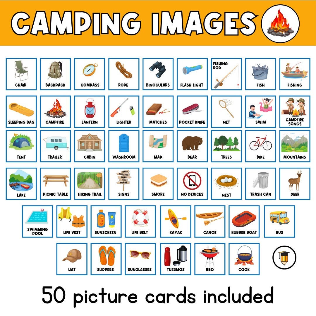 50 CAMPING PICTURE CARDS | Events and Places | First Then Visual Aid ...