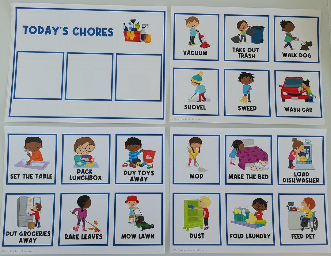 PHYSICAL COPY: 1 Board + 34 Chore Cards | Children's Chore Boards ...