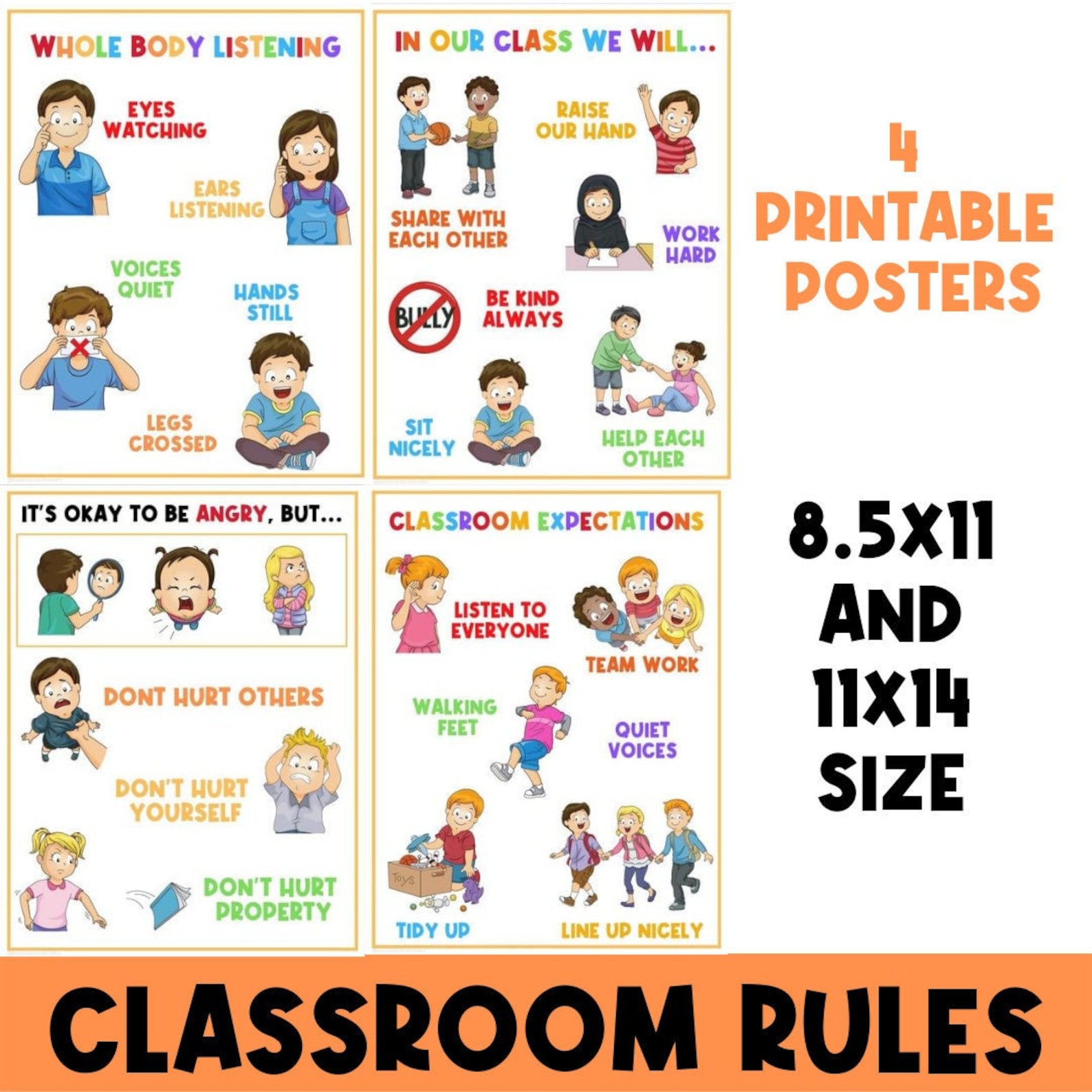 Classroom Rules | Whole Body Listening | Classroom Poster | Daycare ...