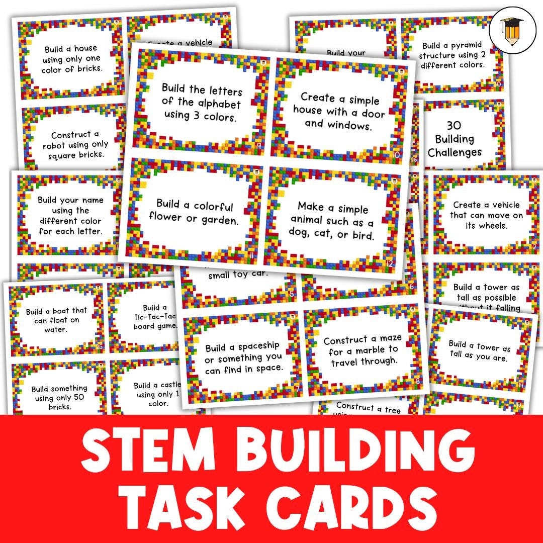 STEM Building Block Challenge | Flashcards | STEM | Vehicles ...