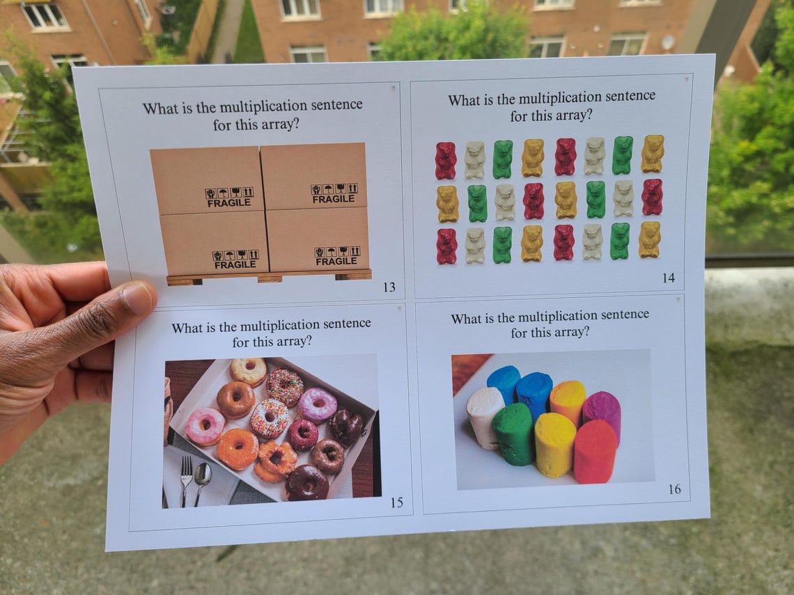 Multiplication Arrays | Math Flashcards | Real Life Pictures | Number ...
