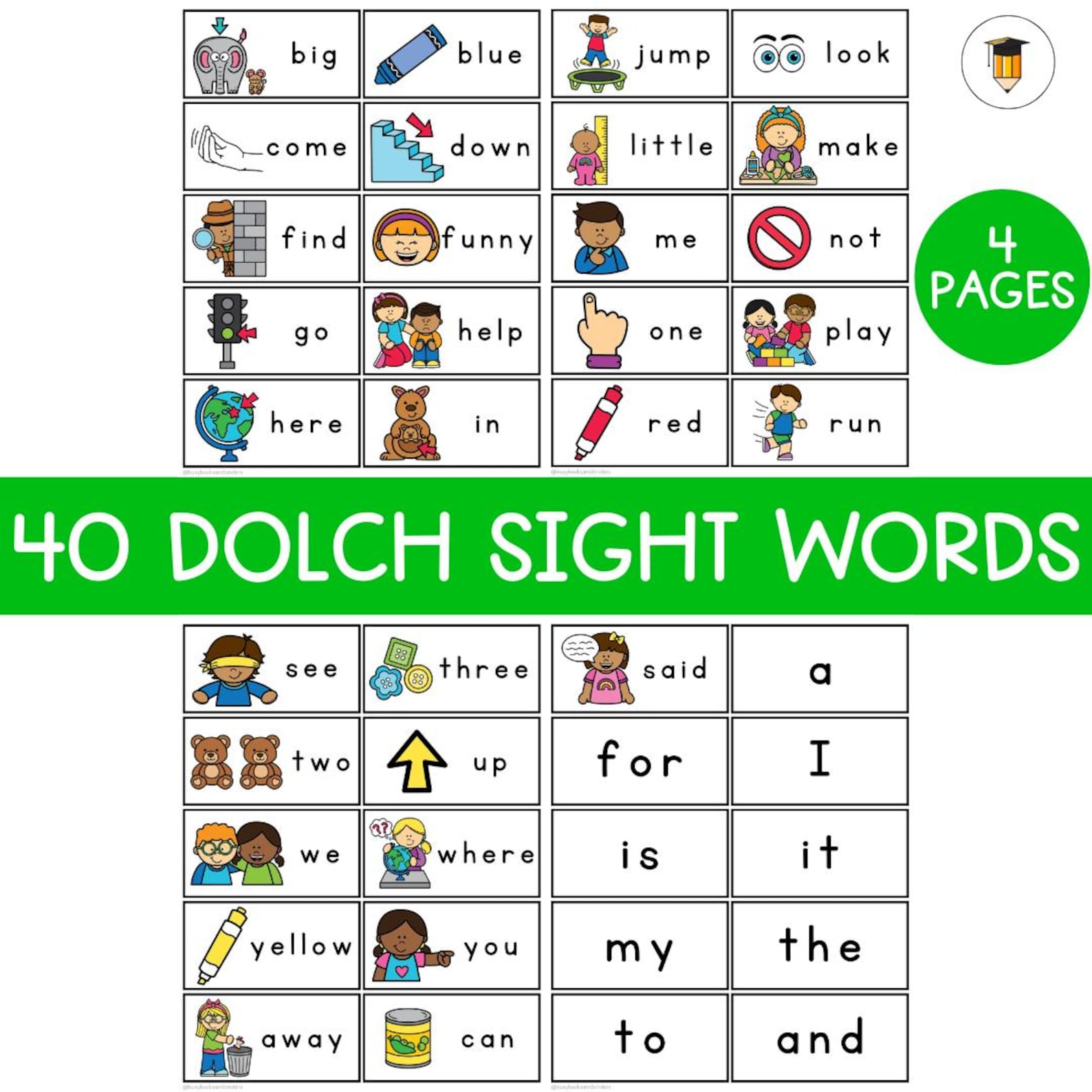 40 Sight Words | Sight Word Practice | Literacy Center | Preschool ...