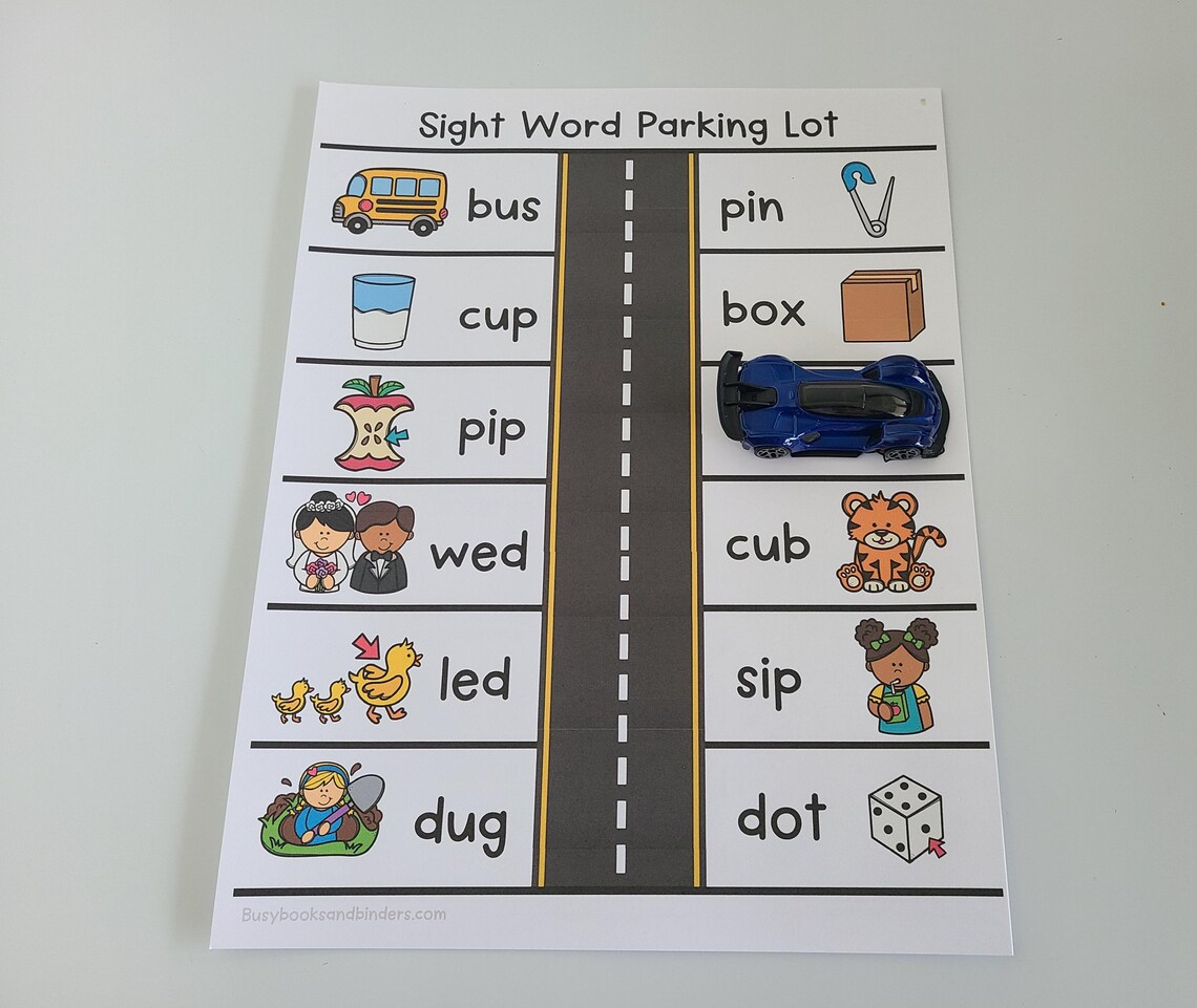 Sight Word Parking Lot Matching | Reading | Preschool | Toddler | Busy ...