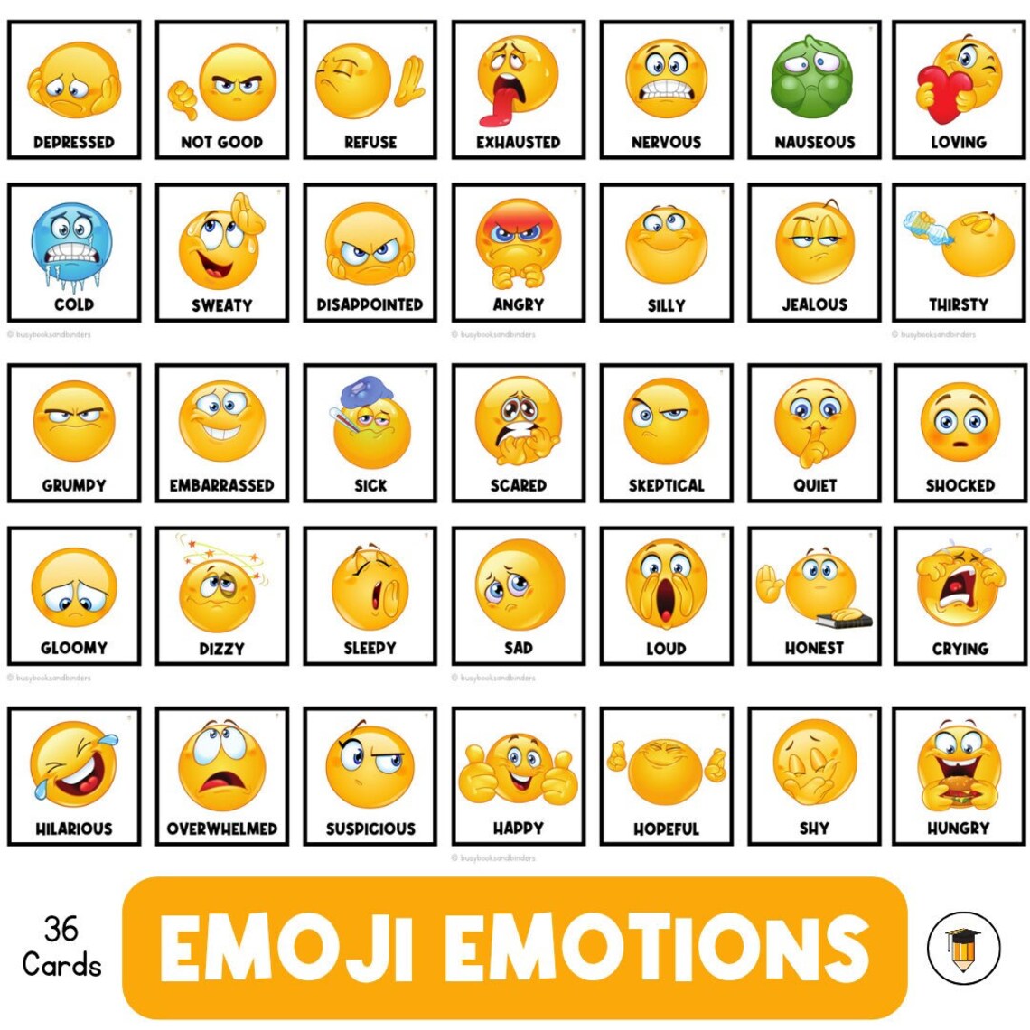 EMOJI FEELINGS | Emotions | Picture Cards | Adjectives| Parts of Speech ...