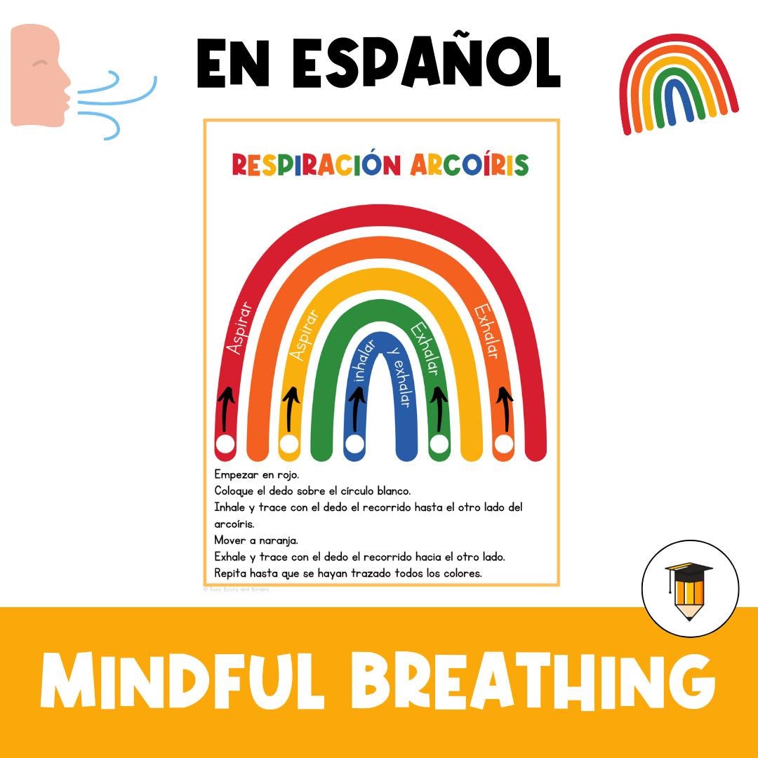 SPANISH Rainbow Deep Breathing | Grounding | Calm Down Strategies ...