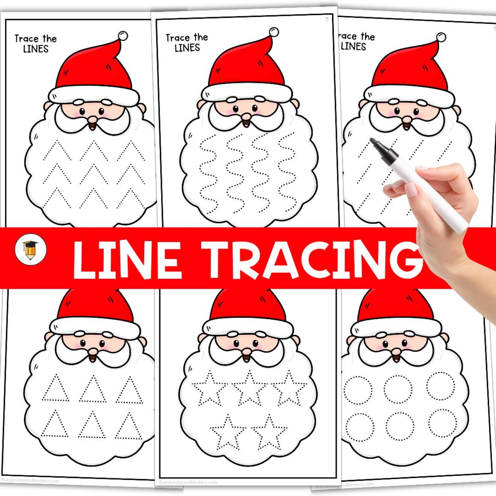 Christmas Line Tracing Worksheets | Christmas Busy Book | Christmas ...