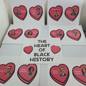 Heart of Black History Month Valentine's Day Posters | Black History ...