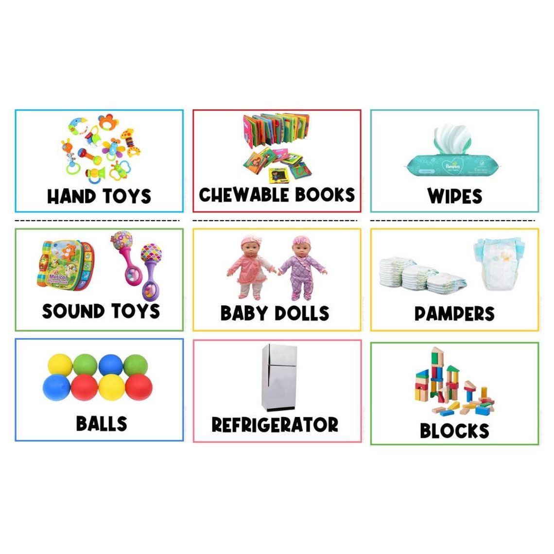 REAL PICTURES: Classroom Center Signs Toy Bin Label - Etsy