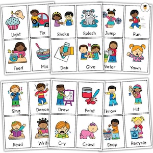 60 VERBS FLASHCARDS | Vocabulary | Parts of Speech | Positional Words ...