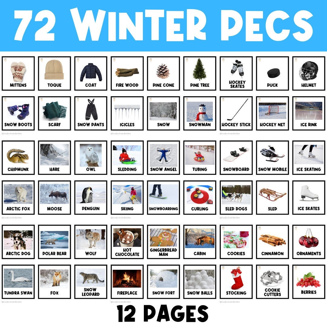 72 WINTER PECS Winter Flashcards Winter Animals (Download Now) - Etsy ...