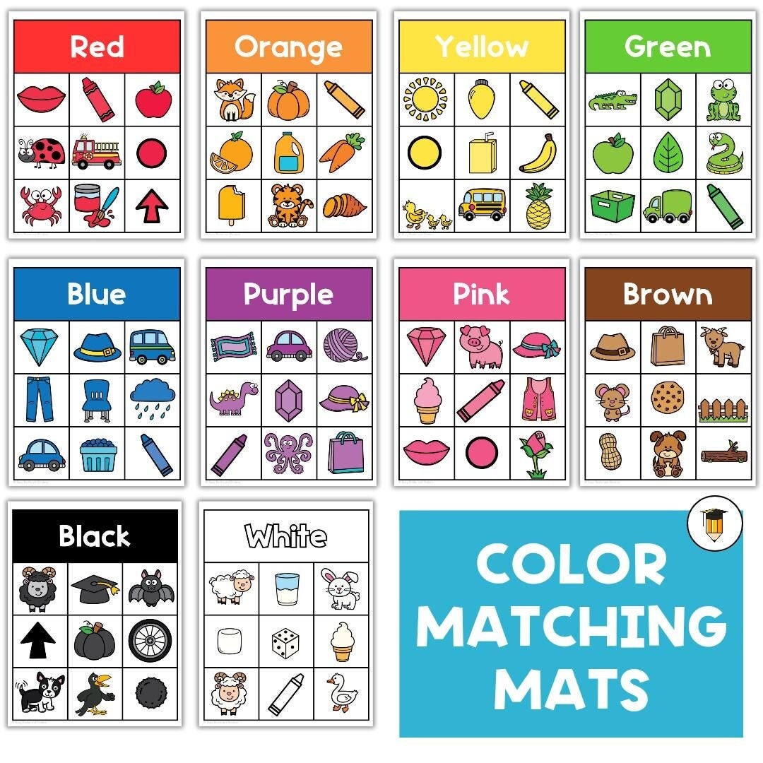COLOR SORTING MATS | Matching Activities | File Folder Games | Learn ...
