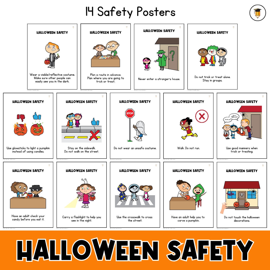 Halloween Safety Posters | Halloween Printables | Flashcards | Behavior ...