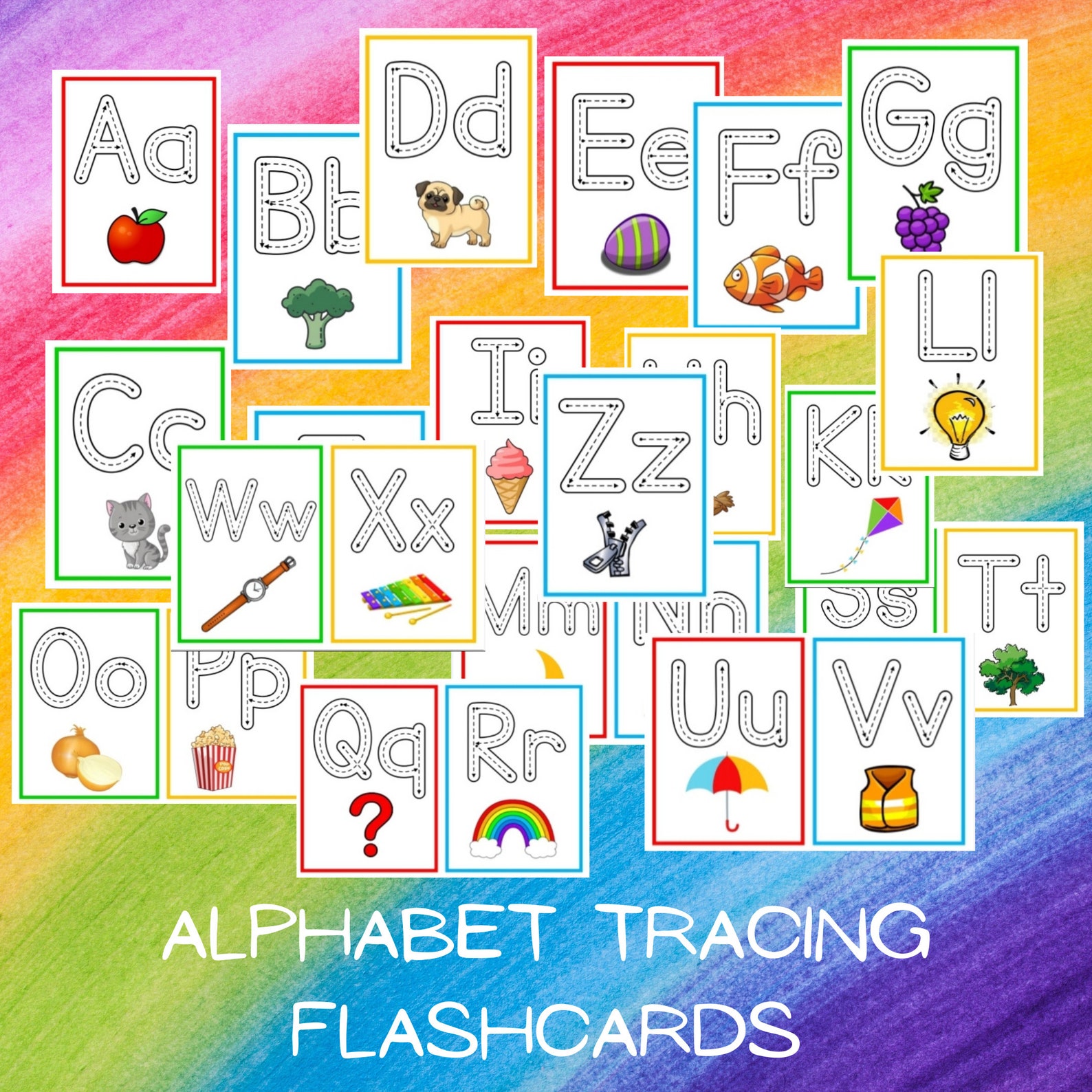 Alphabet Tracing Flashcards Preschool Flash Cards ABC - Etsy