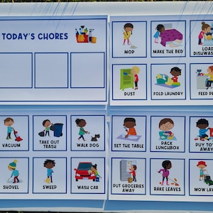 1 BOARD + 34 CHORE CARDS | Children's Chore Boards | Daily Routines ...