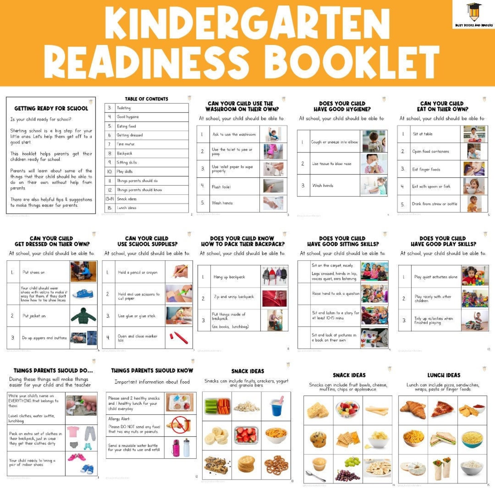 KINDERGARTEN READINESS | Preschool Life Skills | School Skills | Back ...