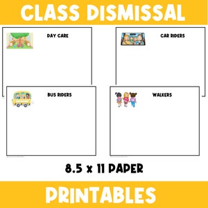 DISMISSAL CHART | Classroom Poster Signs | Decor | Visual | Printable ...