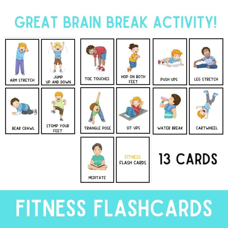 Fitness Flashcards | Kids Exercises | Flash Cards for Kids | Yoga ...