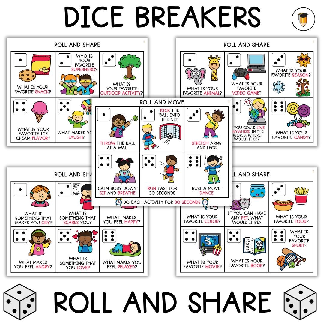 Roll and Share: Dice Breakers Team Building | Roll an Exercise | Back ...