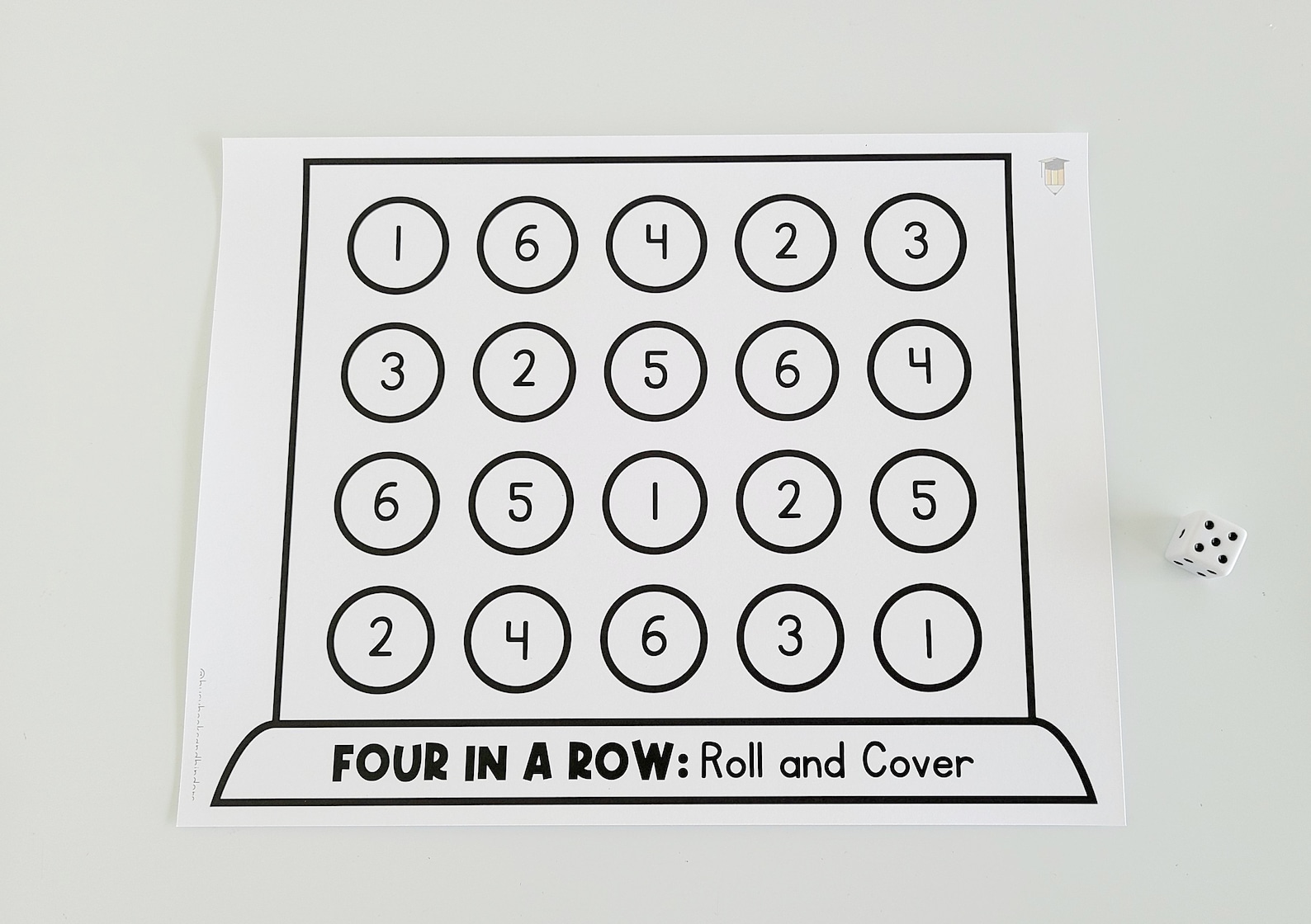 4 IN A ROW | Roll a Number | Dice Game | Preschool | Kindergarten ...