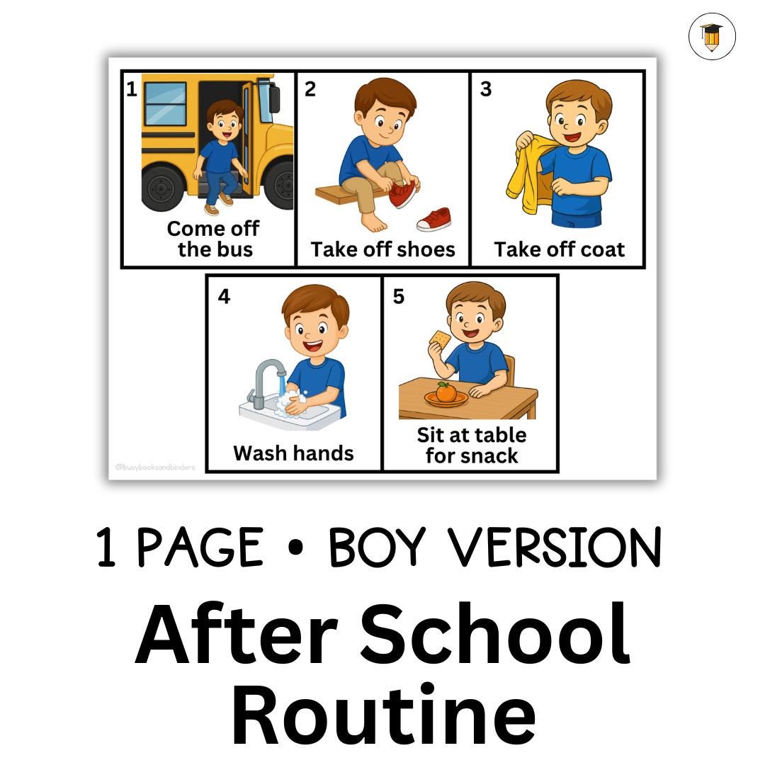 Printable After School Routine Chart | Afternoon Daily Routine | Visual ...