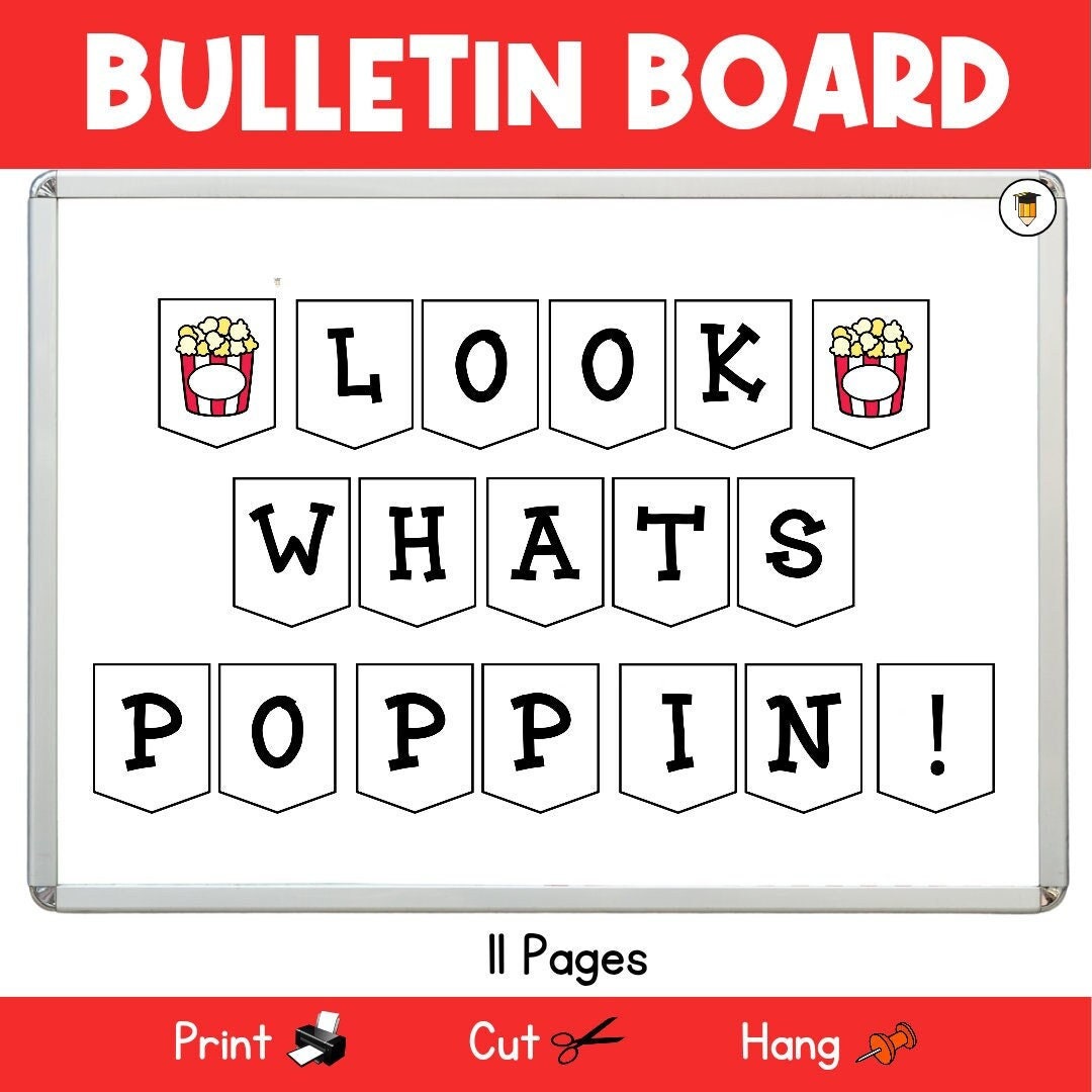 Popcorn Bulletin Board | Door Decor | Classroom Poster | Printable ...