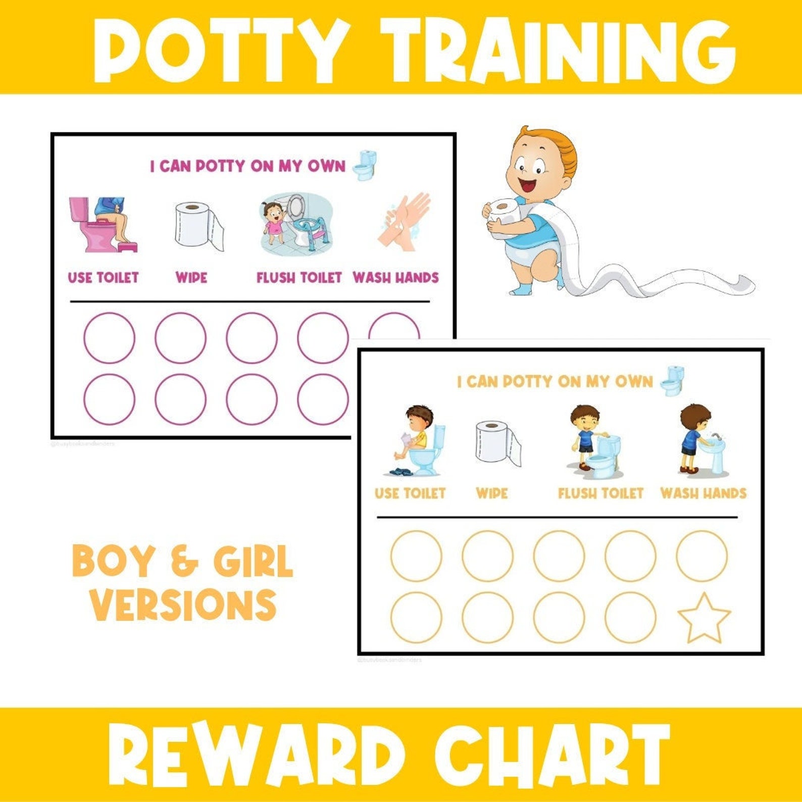 Toddler Potty Training Visual Aid Chart Preschool | Etsy