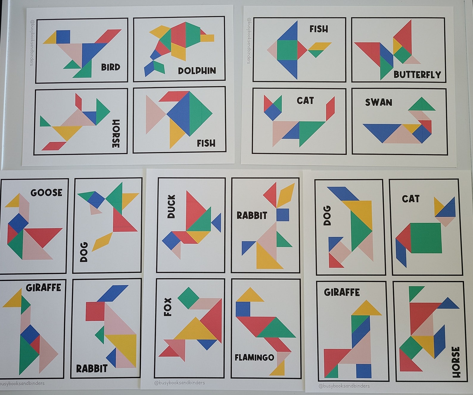 TANGRAM FLASHCARDS | Building Cards | STEM | Shapes | Puzzles | Busy ...