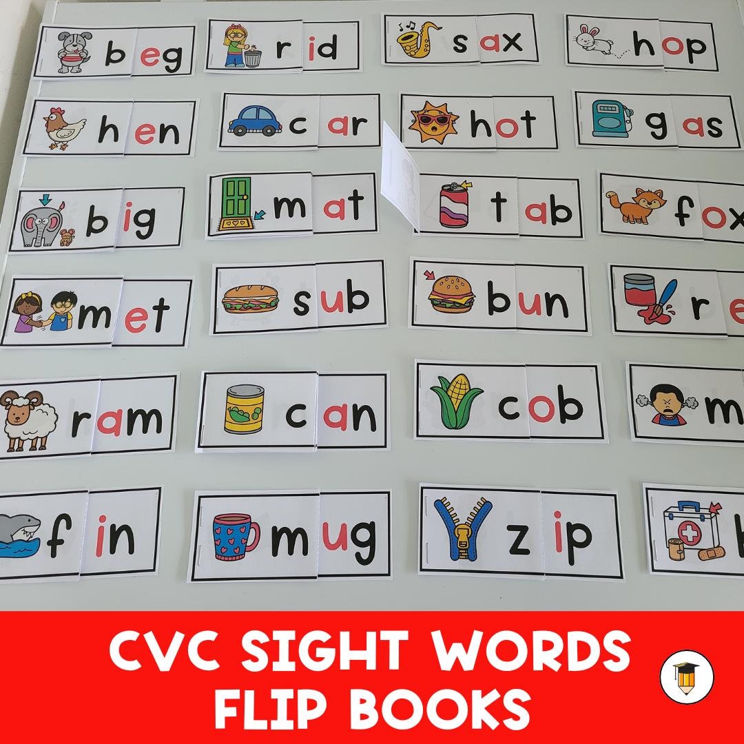 CVC FLIP BOOK | Kindergarten Sight Words | Easy Reader | Phonics | Esl ...