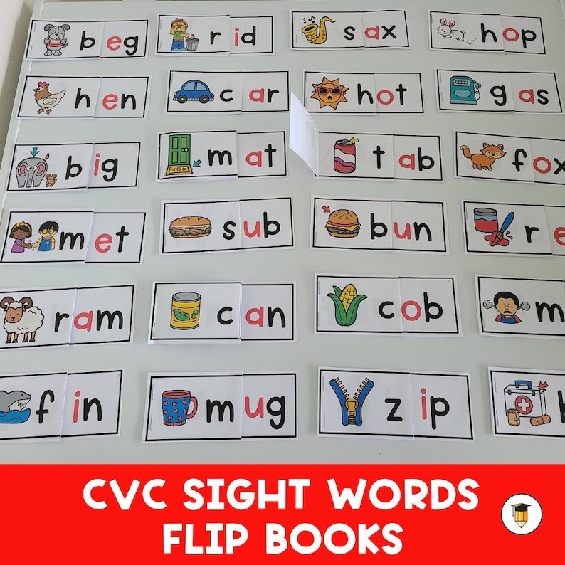 CVC FLIP BOOK | Kindergarten Sight Words | Easy Reader | Phonics | Esl ...