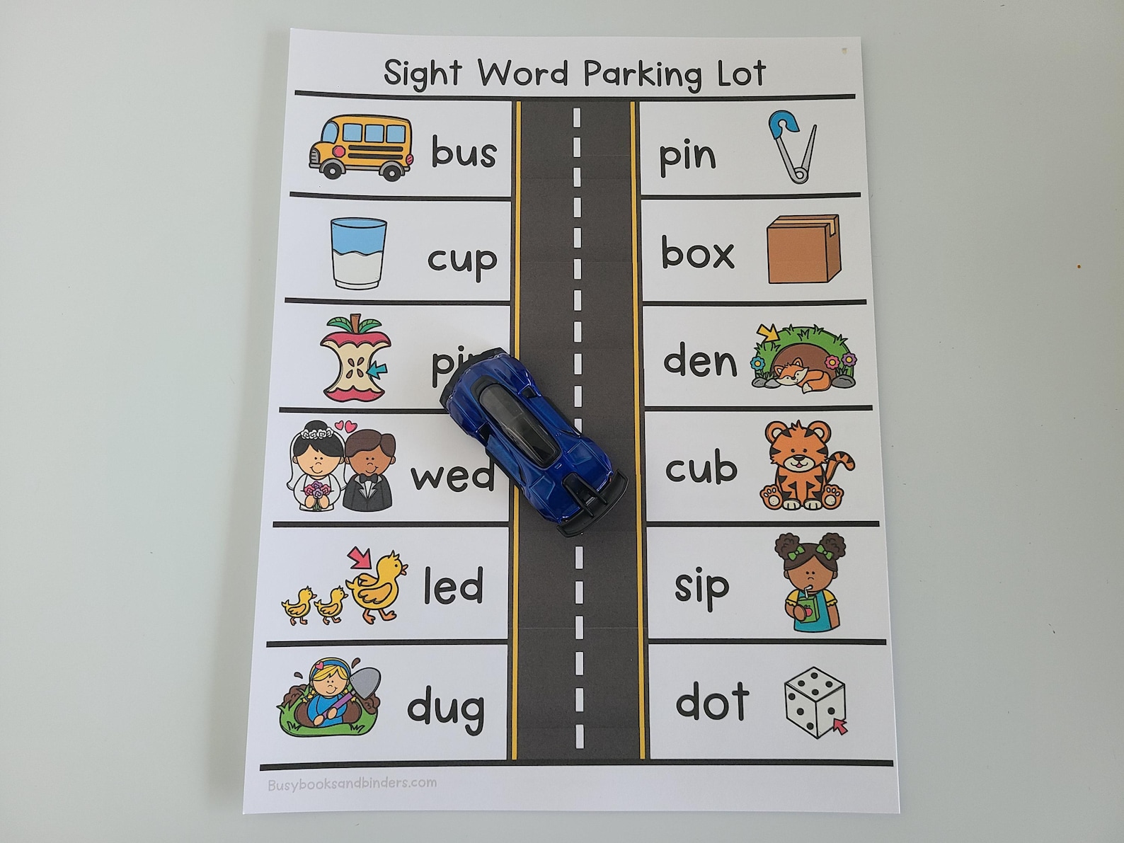 Sight Word Parking Lot Matching | Reading | Preschool | Toddler | Busy ...